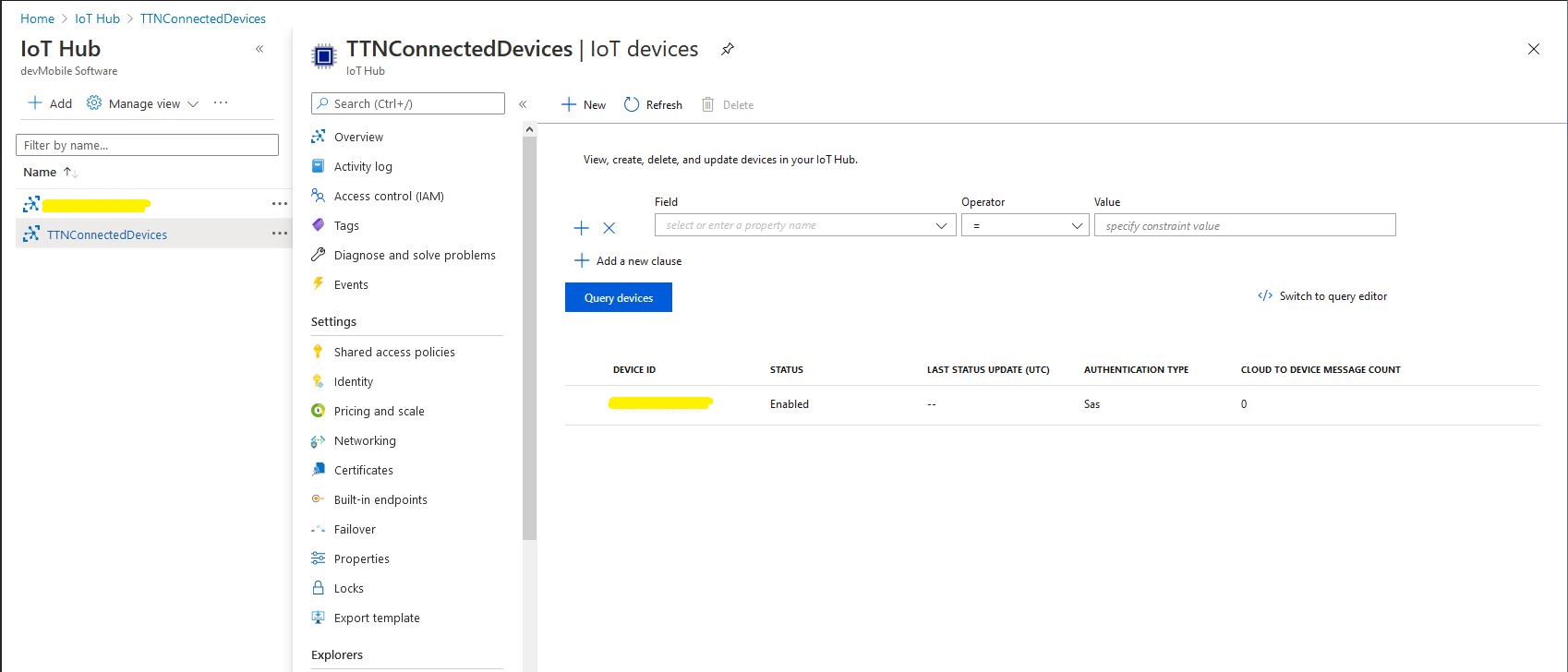 The Things Network HTTP Azure IoT Hub Integration | devMobile's blog