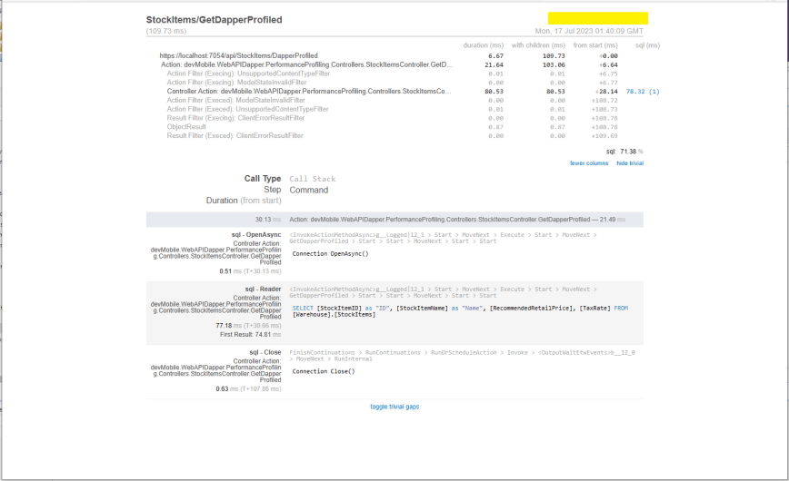.NET Core web API + Dapper – MiniProfiler | devMobile's blog
